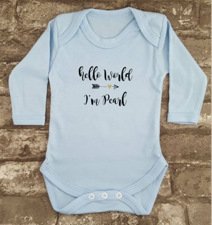Personalised Hello World Baby Grow New Baby Baby Coming Home | Etsy