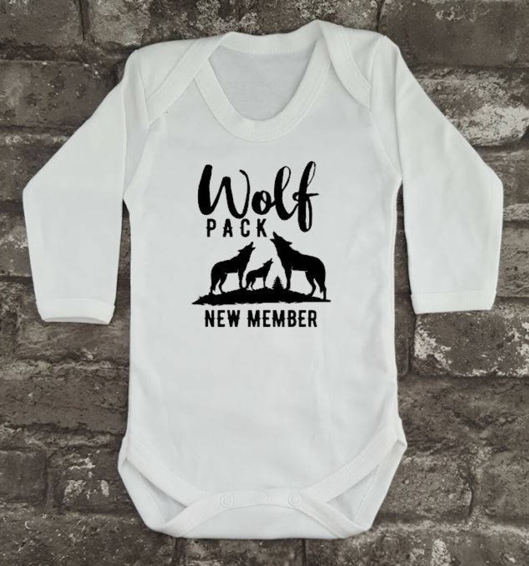 Wolf Pack New Member, Wolf Baby, Wolf Bodysuit, Howling Wolf Baby Grow ...