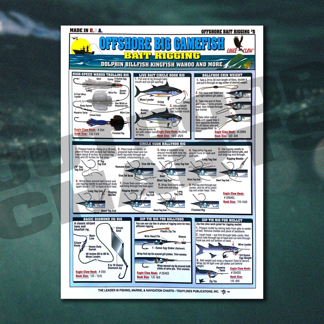 Offshore Big Gamefish Bait Rigging Chart 5 dolphin, Billfish, Kingfish ...