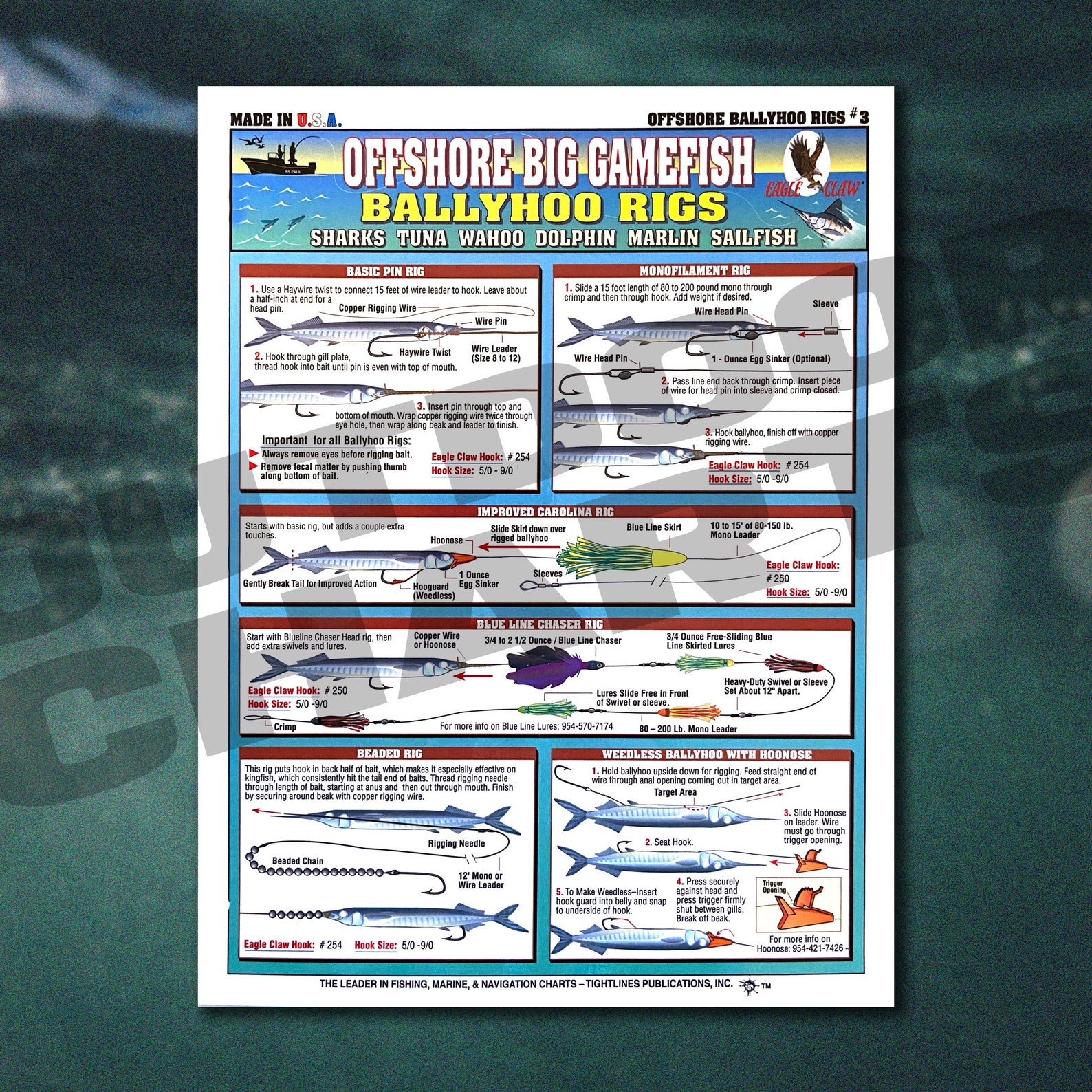 Offshore Big Gamefish Bait Rigging Chart 3 ballyhoo Rigs - Etsy