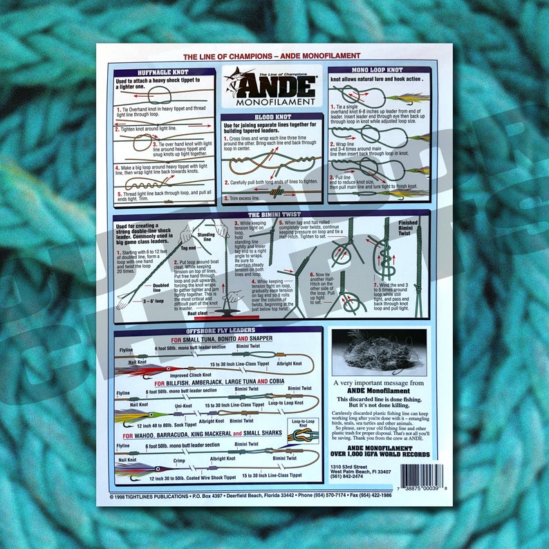 Fly Fishing Knot Tying Chart 7 saltwater - Etsy