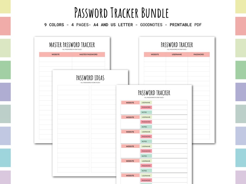 Password Tracker Password Log Password Organizer Password List ...