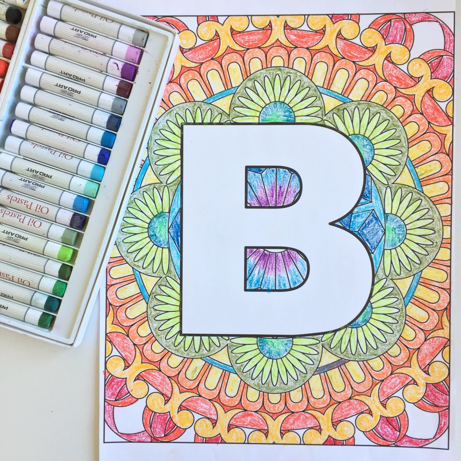 A Z Printable Mandala Alphabet letter Adult Coloring Page Digital ...