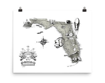 FLORIDA THE SUNSHINE State Glossy Poster Picture Photo Flag Seal Map ...