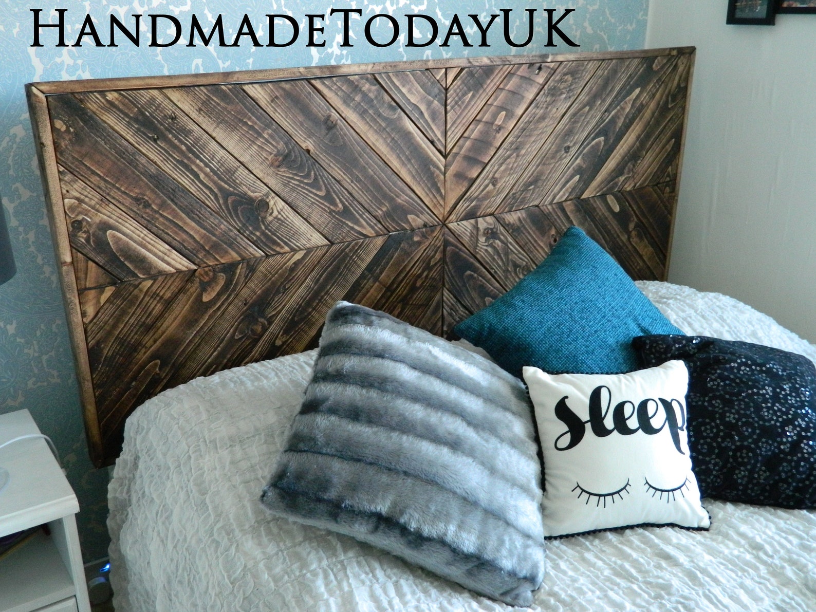 Handmade Headboard Rustic Chevron Herringbone Style Recycled Reclaimed ...