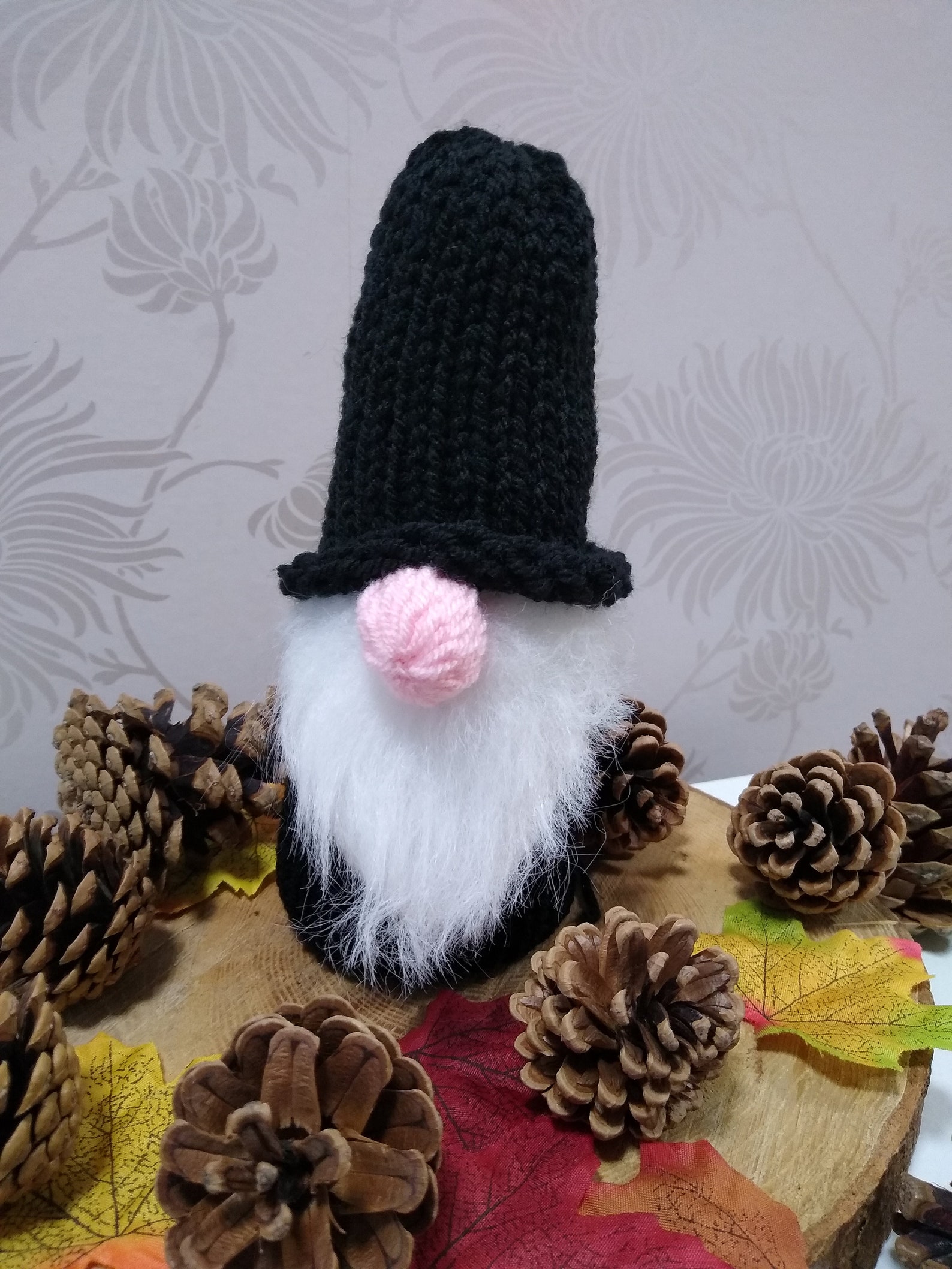 Goth knitted Gnome Nordic Gnome Home Decor Ornament Emo | Etsy