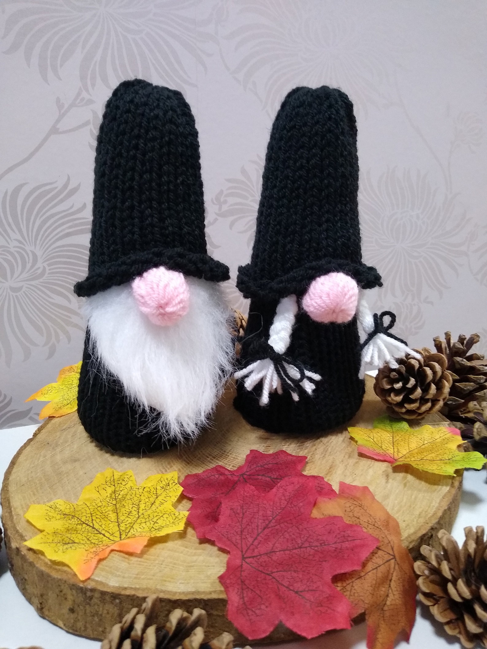 Goth knitted Gnome Nordic Gnome Home Decor Ornament Emo | Etsy