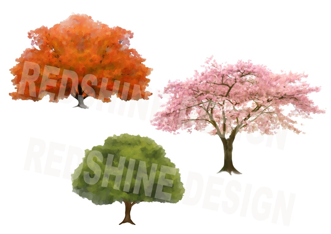 Tree Digital Download PNG 3x Watercolor Style Tree - Etsy