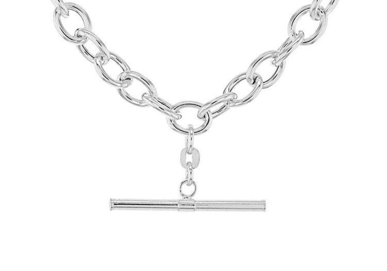 925 Sterling Silver Chunky T Bar Belcher Chain Necklace T Etsy