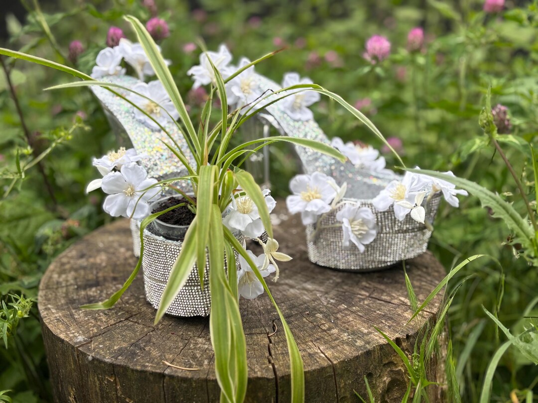 Rhinestone Stiletto Heel Planter: Upcycled Size 7 Shoe - Etsy