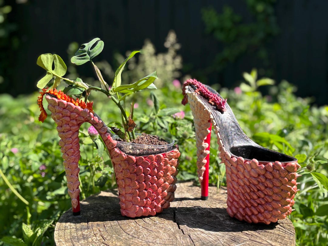 Upcycled Platform Heel Planter: Dragon Scale Decor, Size 6 - Etsy