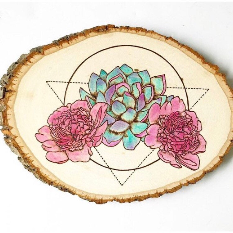 Custom Geometric Floral Wood Sign Wood Burned and - Etsy