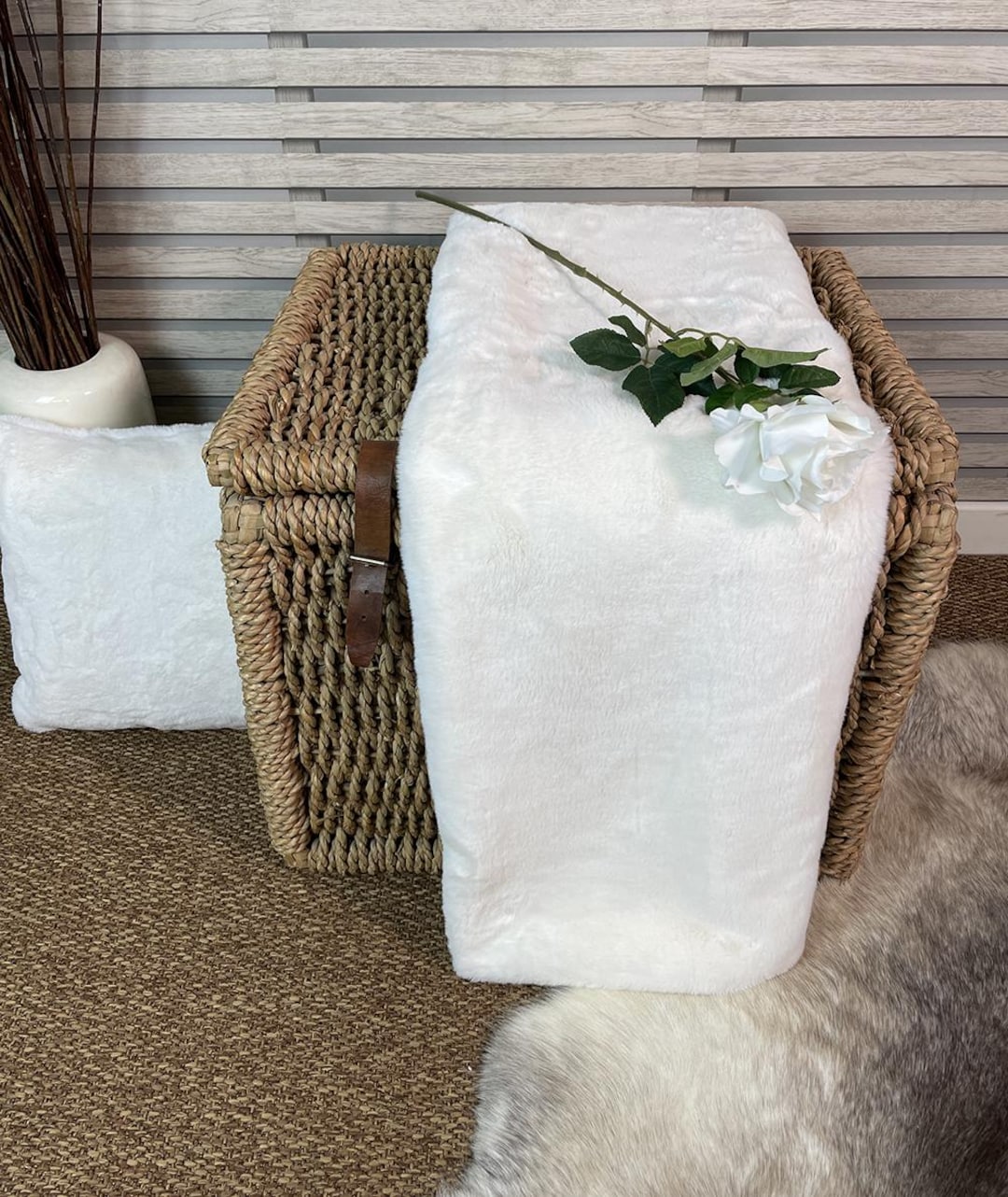 Cream Faux Fur Bed Runner | Richmond Parchment Throw (86 X 200cm) - Etsy