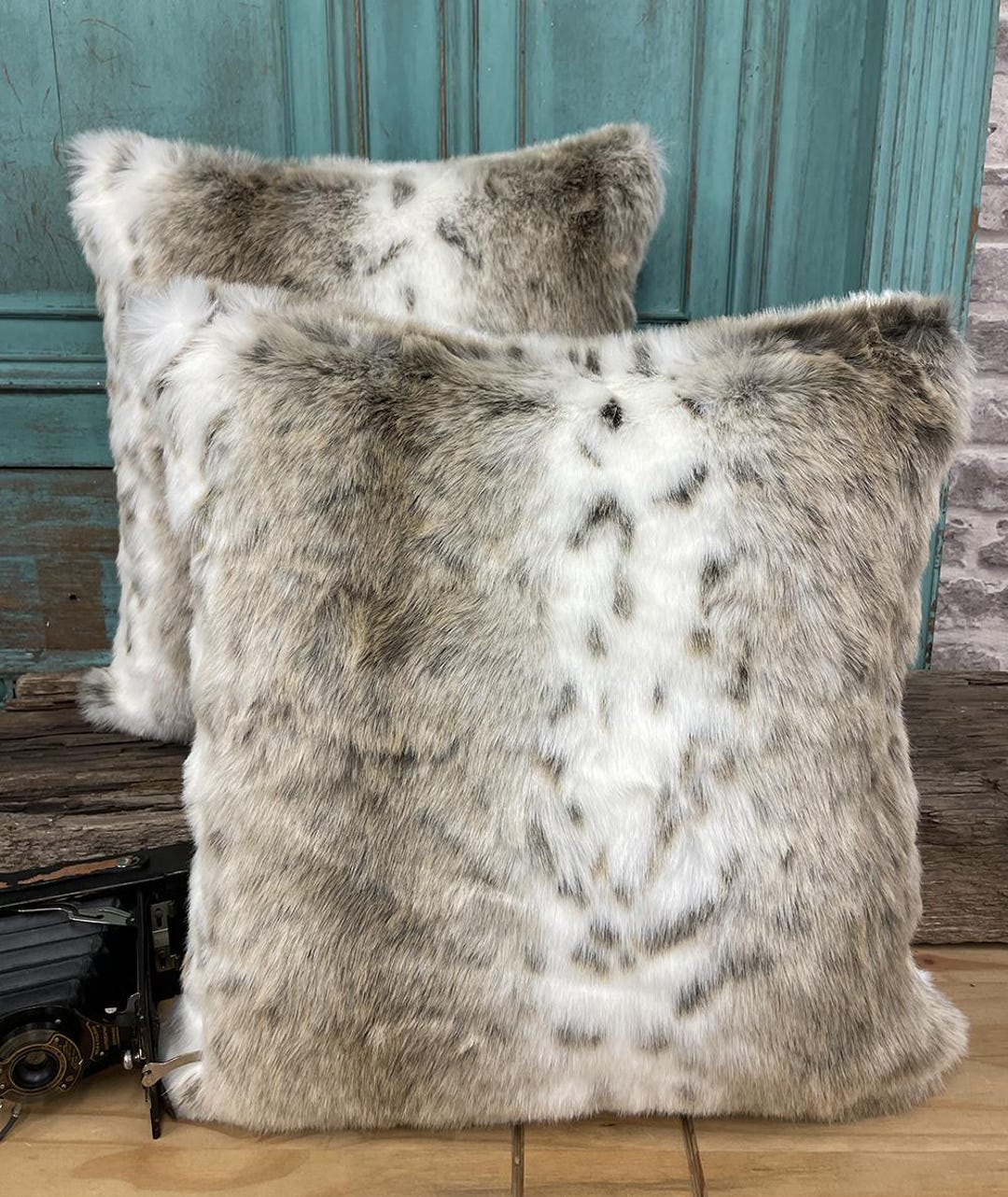 Beige Lynx Faux Fur Cushion Covers, Cushions, Pillow Covers in Choice ...