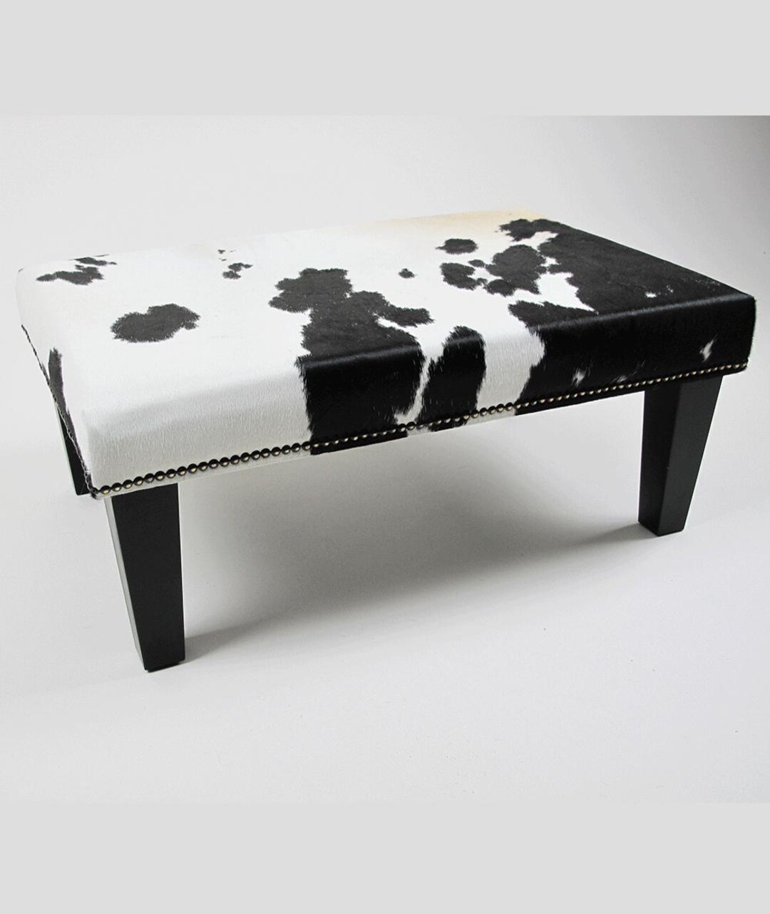 Large Sized, Stunning Black and White Cowhide Footstool 318 Real Hair ...