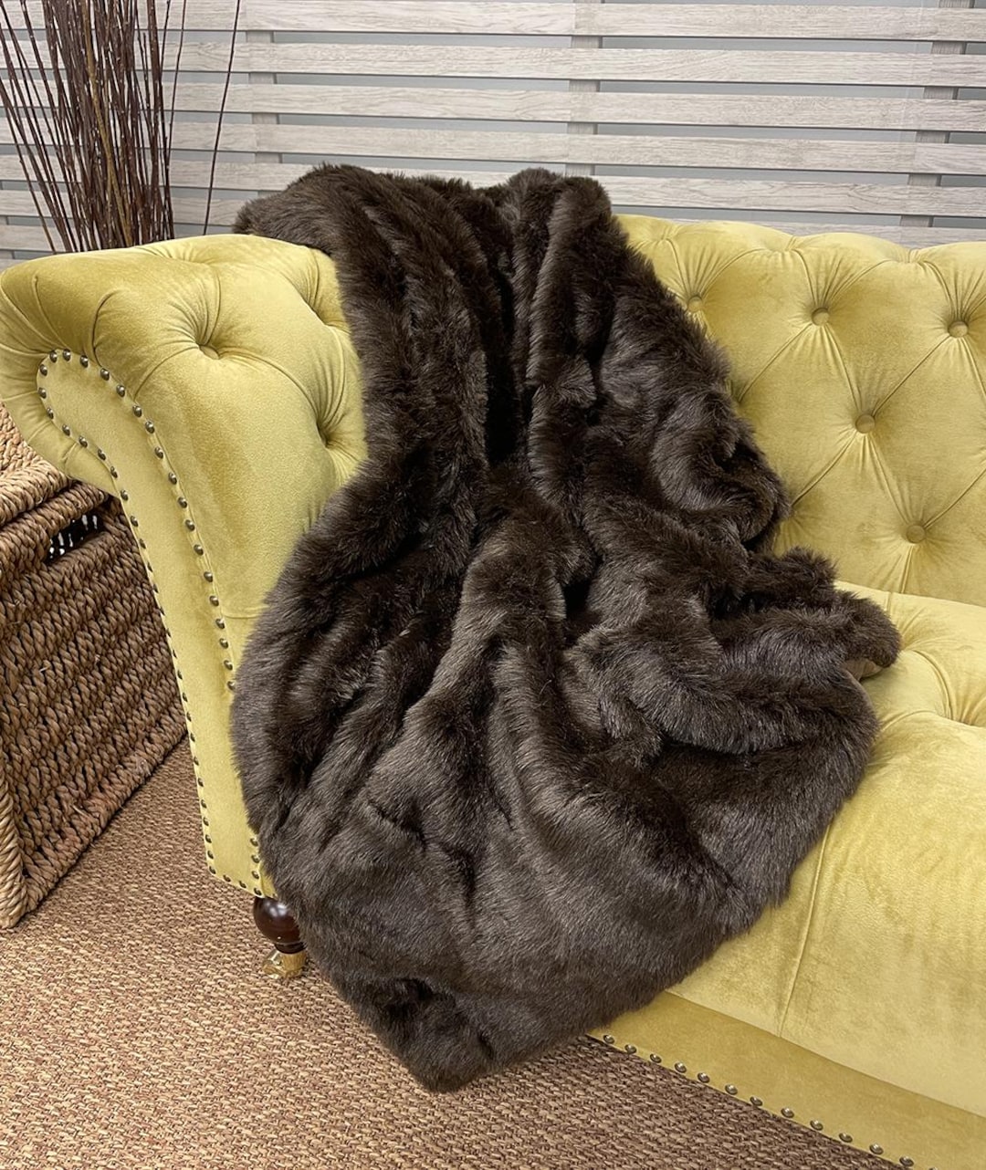 Dark Brown Bison Faux Fur Throw Blanket With Brown Faux-suede Lining - Etsy