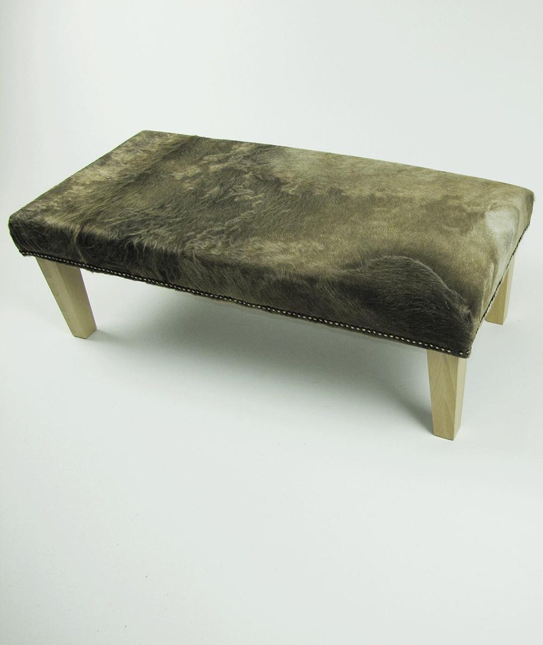 Extra Large Dark Beige Cowhide Footstool 326 Real Hair on Hide Foot ...