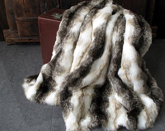 Raynard Faux Fur Throw Fake Fur Blanket for Bed or Sofa With | Etsy