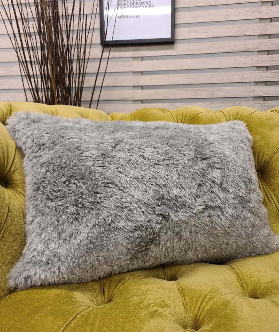 Light Grey Rectangular Faux Fur Cushion Covers| Rectangular Faux Fur ...