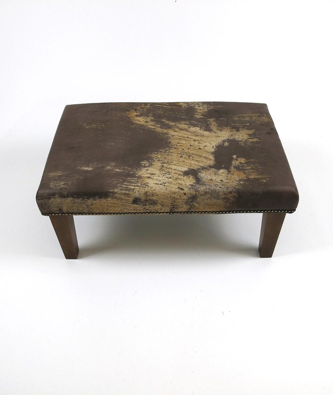 Large Sized Brown and Gold Cowhide and Leather Footstool 317 Real Hair ...