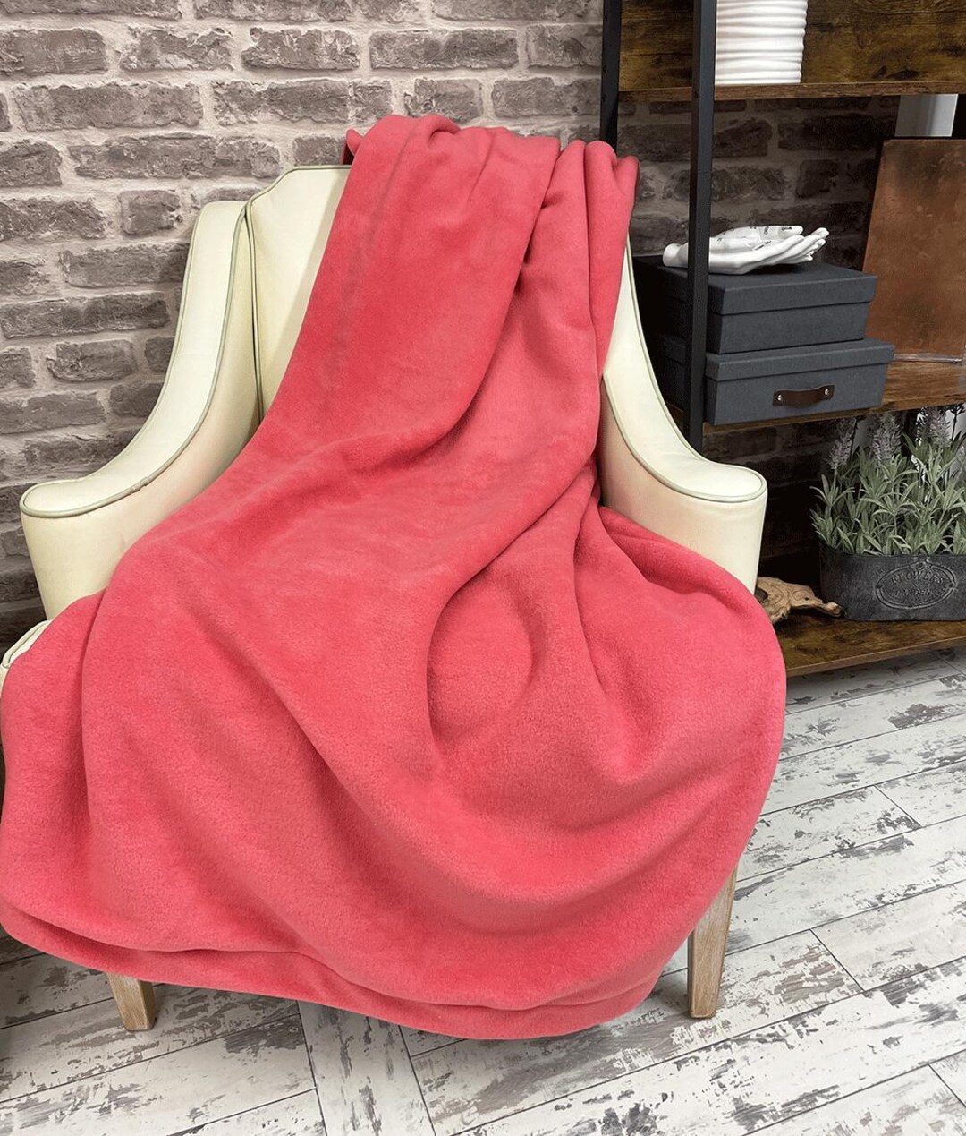 Coral Coloured Double-sided Fleece Throw | Double-sided Pink Fleece ...