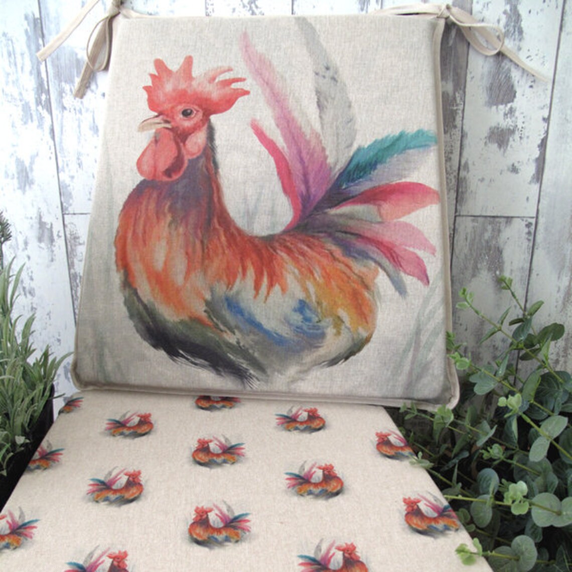 Set of 4 6 or 8 Rooster Reversible Tapered Seat Pads Chair | Etsy
