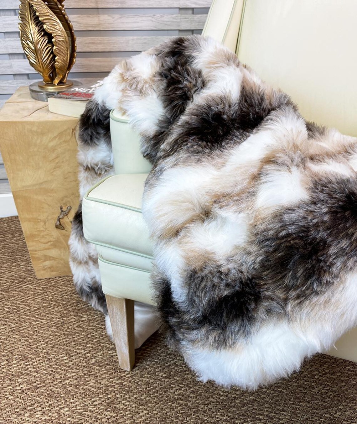 Italian Wolf Striped Faux Fur Throw | Double-sided Luxury Blanket - Etsy