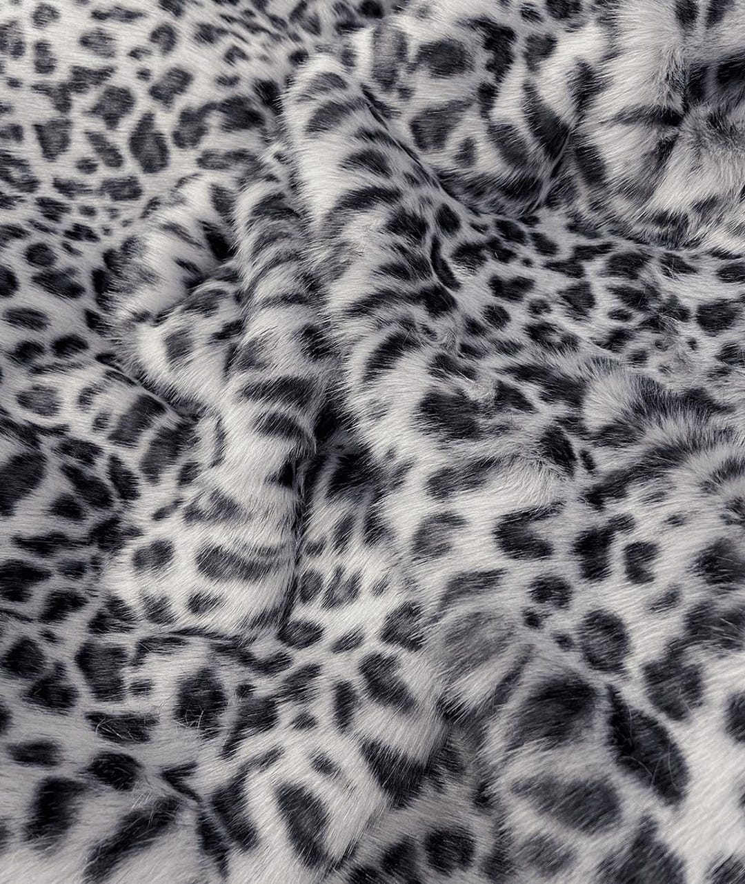 Grey Leopard Faux Fur Fabric | Animal Print Craft Fur | Leopard Teddy ...