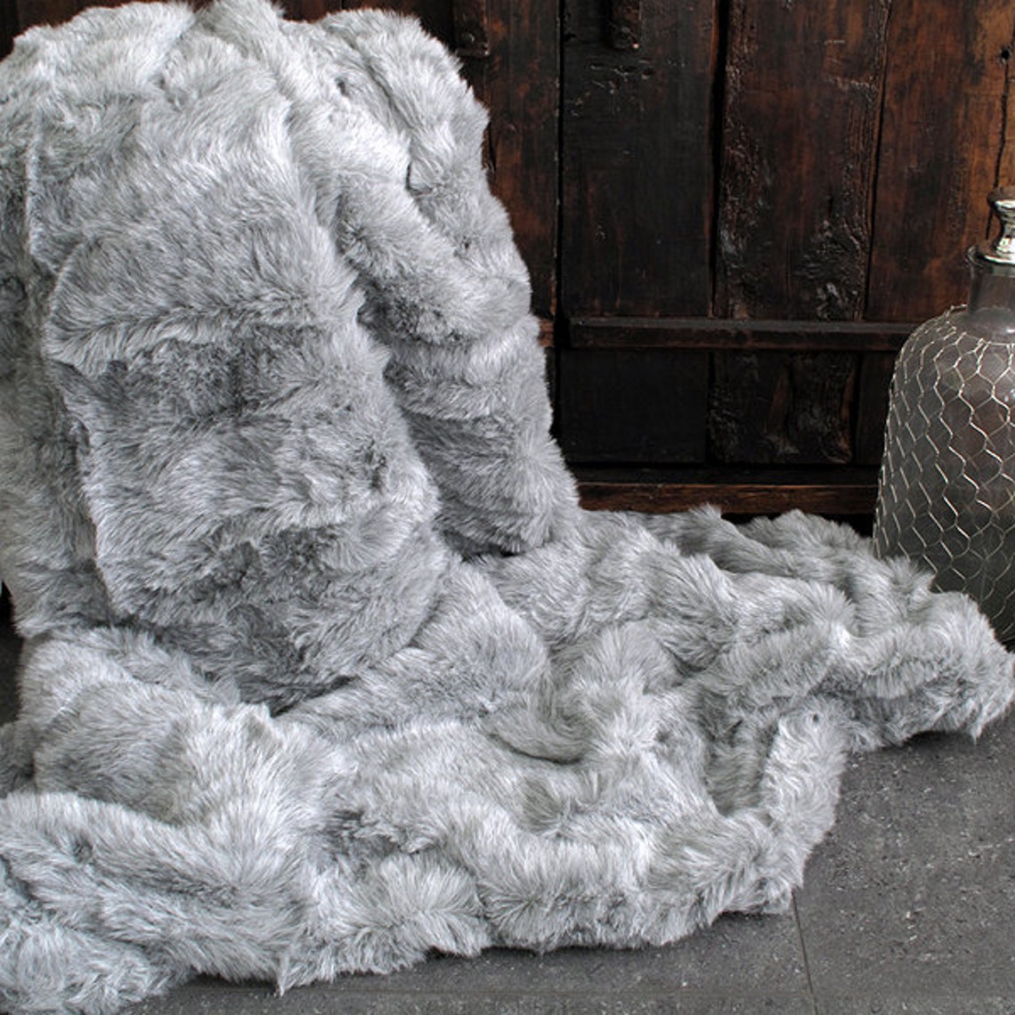 Ash Light Grey Faux Fur Throw. Light Gray Sofa Throw Gray Bed | Etsy