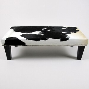 Extra Large Black & White Cowhide Footstool 308 Real Hair on Hide Foot ...