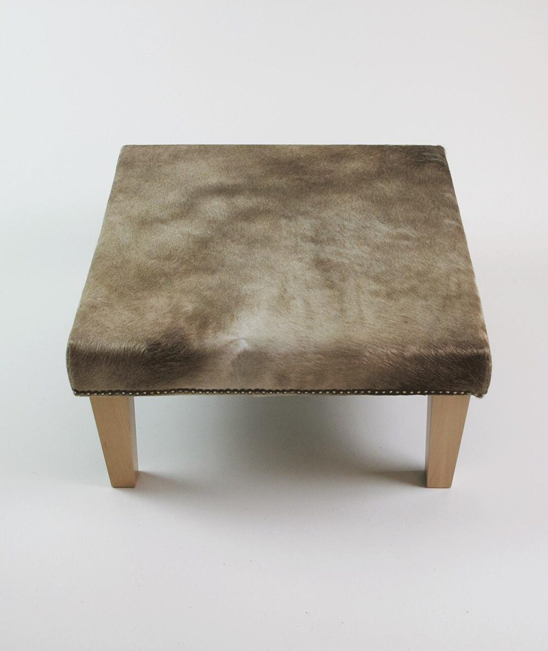 Medium Sized Mottled Brown Cowhide Footstool 328 Hair on Hide and ...