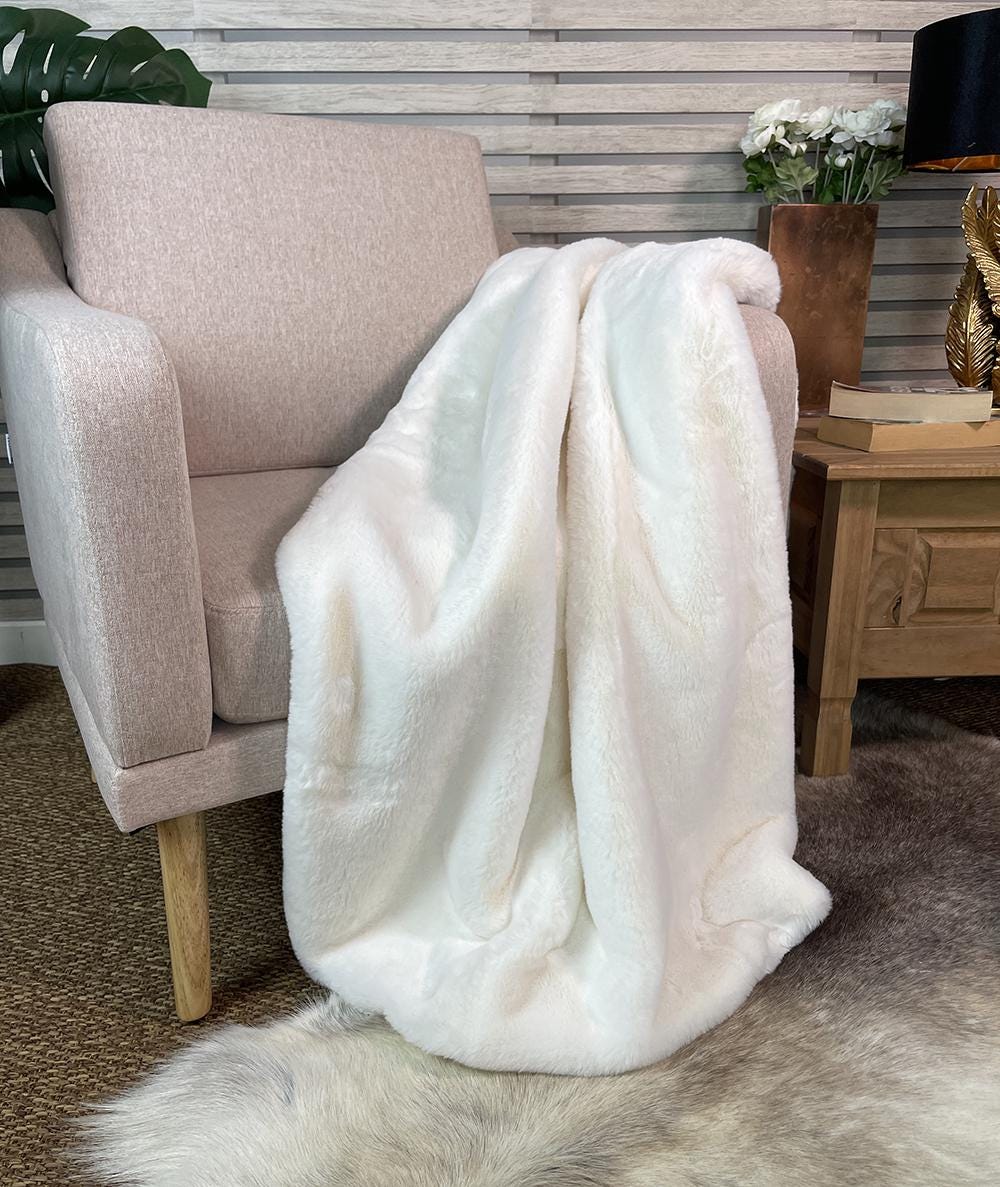 Cream Faux Fur Bed Runner | Richmond Parchment Throw (86 X 200cm) - Etsy