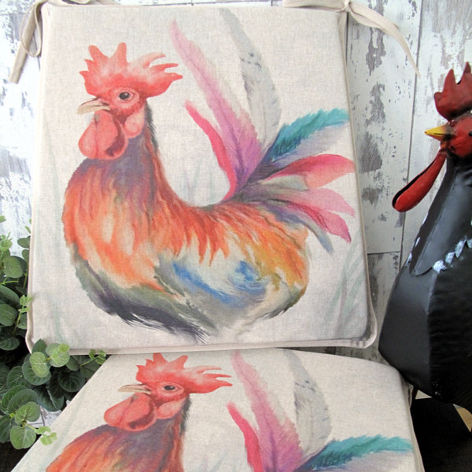 Set of 4 6 or 8 Rooster Reversible Tapered Seat Pads Chair - Etsy