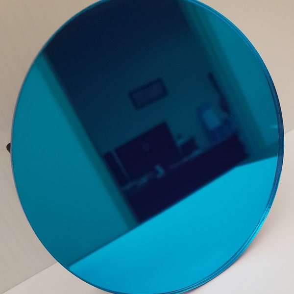 Round Blue Mirror - Etsy