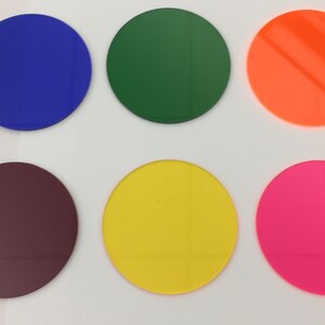 6 Pack - Colored Transparent Acrylic Plexiglass 1/8" Thick Circles ...
