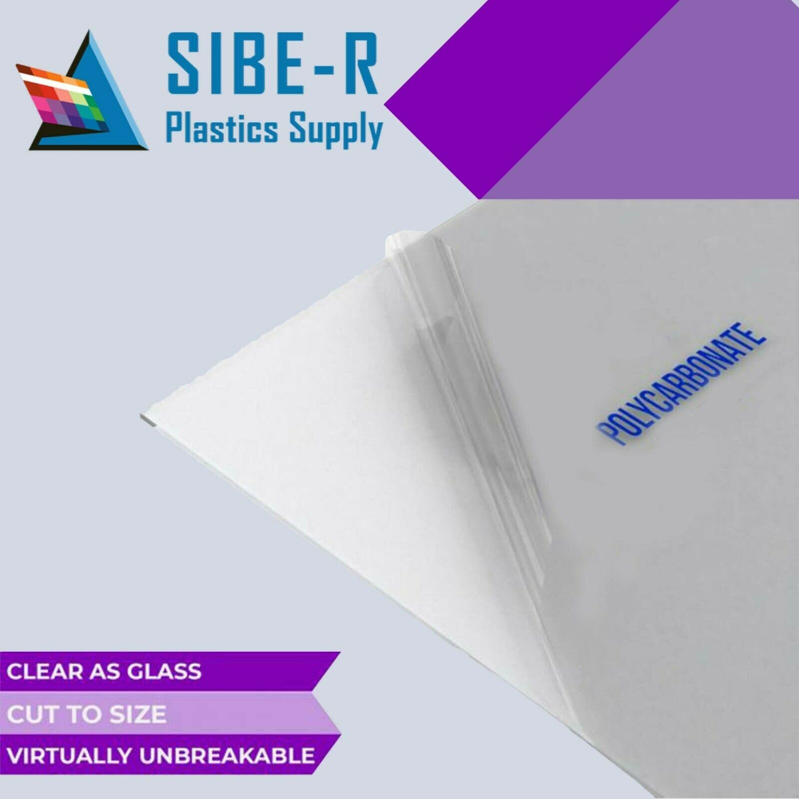 Polycarbonate Plastic Sheet UV2 Protected - 1/8" Thick - Clear - Pick ...