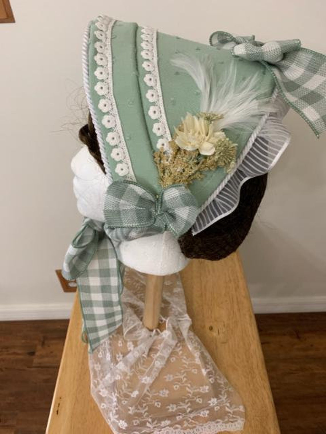 Victorian Mint Green Fanchon Bonnet - Etsy