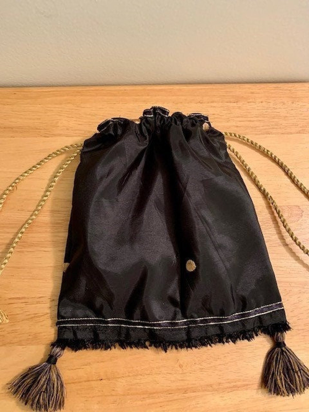 Victorian Black Reticule or Draw String Purse - Etsy