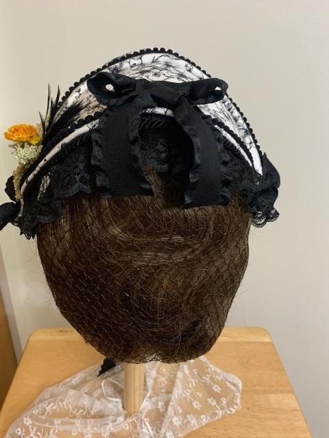 Victorian White and Black Floral Fanchon Bonnet - Etsy