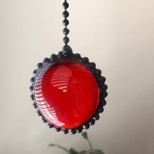 Red Glass Pull Chain Sun Catcher Handcrafted Antique - Etsy