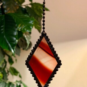 Redish Brown and Clear Stain Glass Light Pull - Lamp - Chain ...