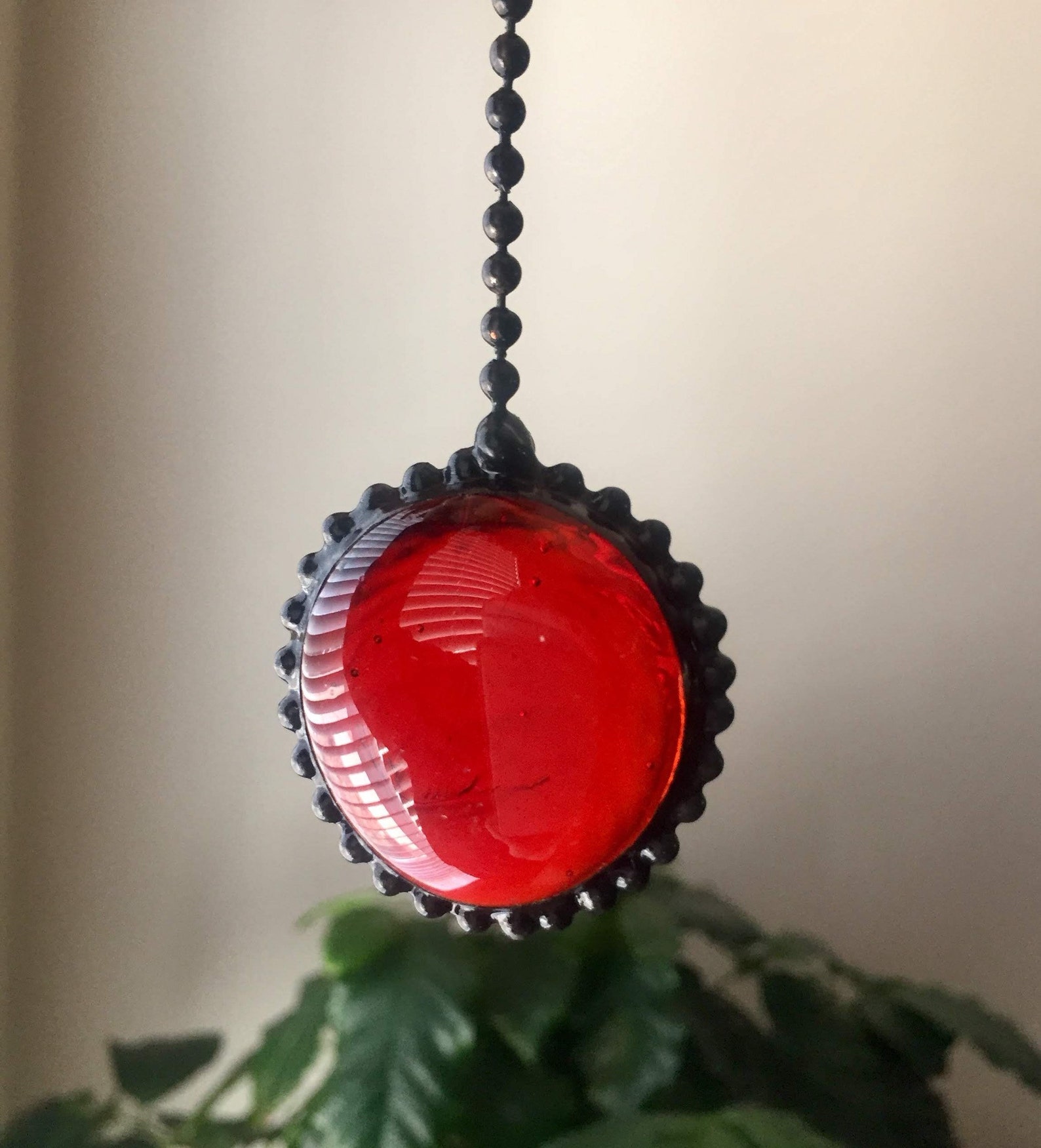 Red Glass Pull Chain Sun Catcher Handcrafted Antique - Etsy