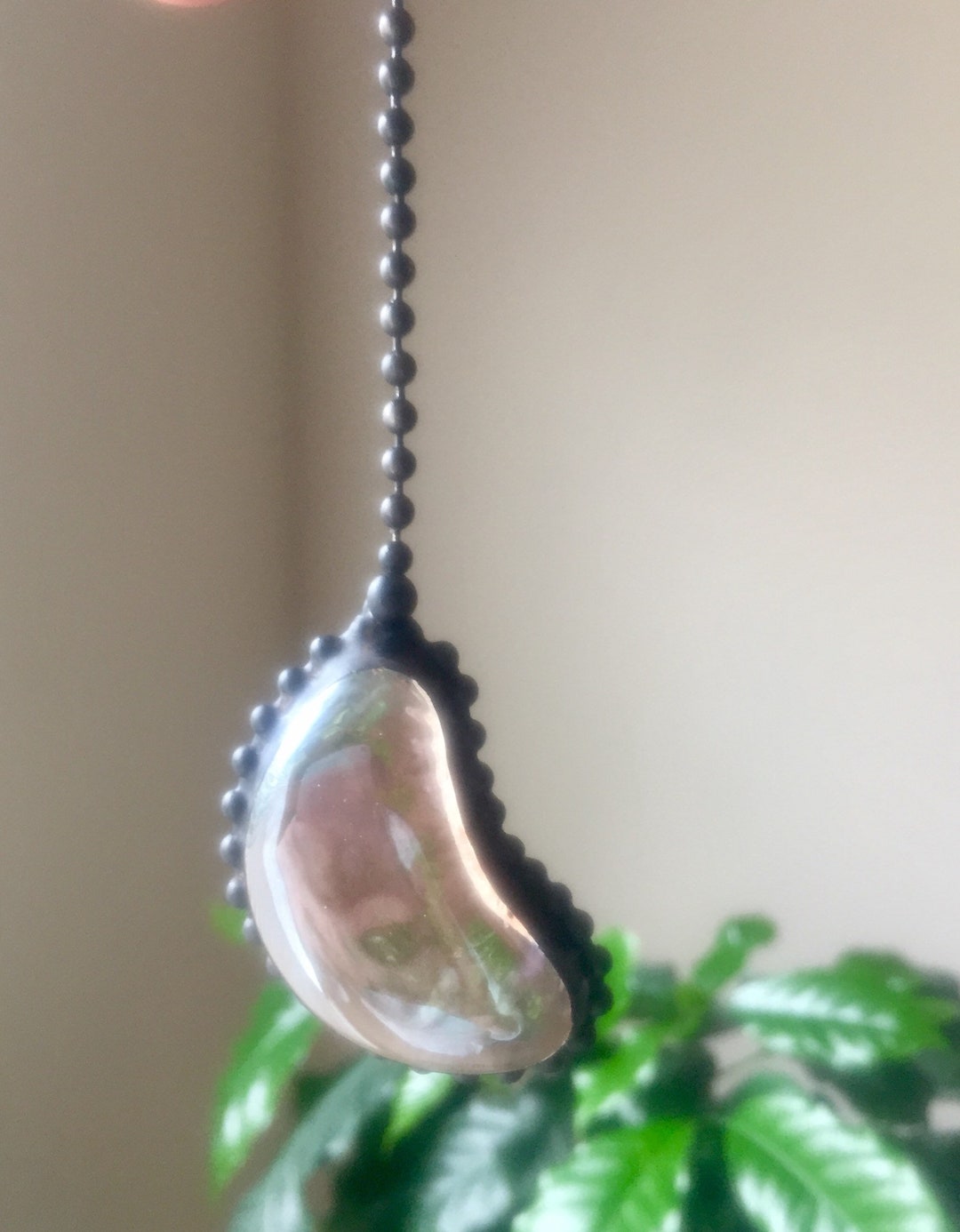 Chain Pull - Light Peach Color - Stained Glass - Crescent Moon Shaped ...
