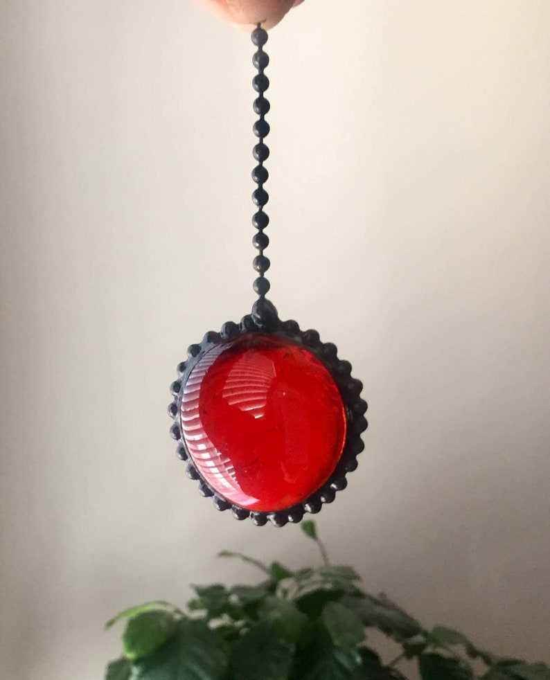 Red Glass Pull Chain Sun Catcher Handcrafted Antique - Etsy