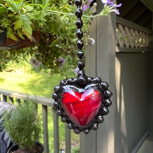 Glass Heart Pull Chain - Handmade - Ceiling Fan - Stained Glass - Light ...