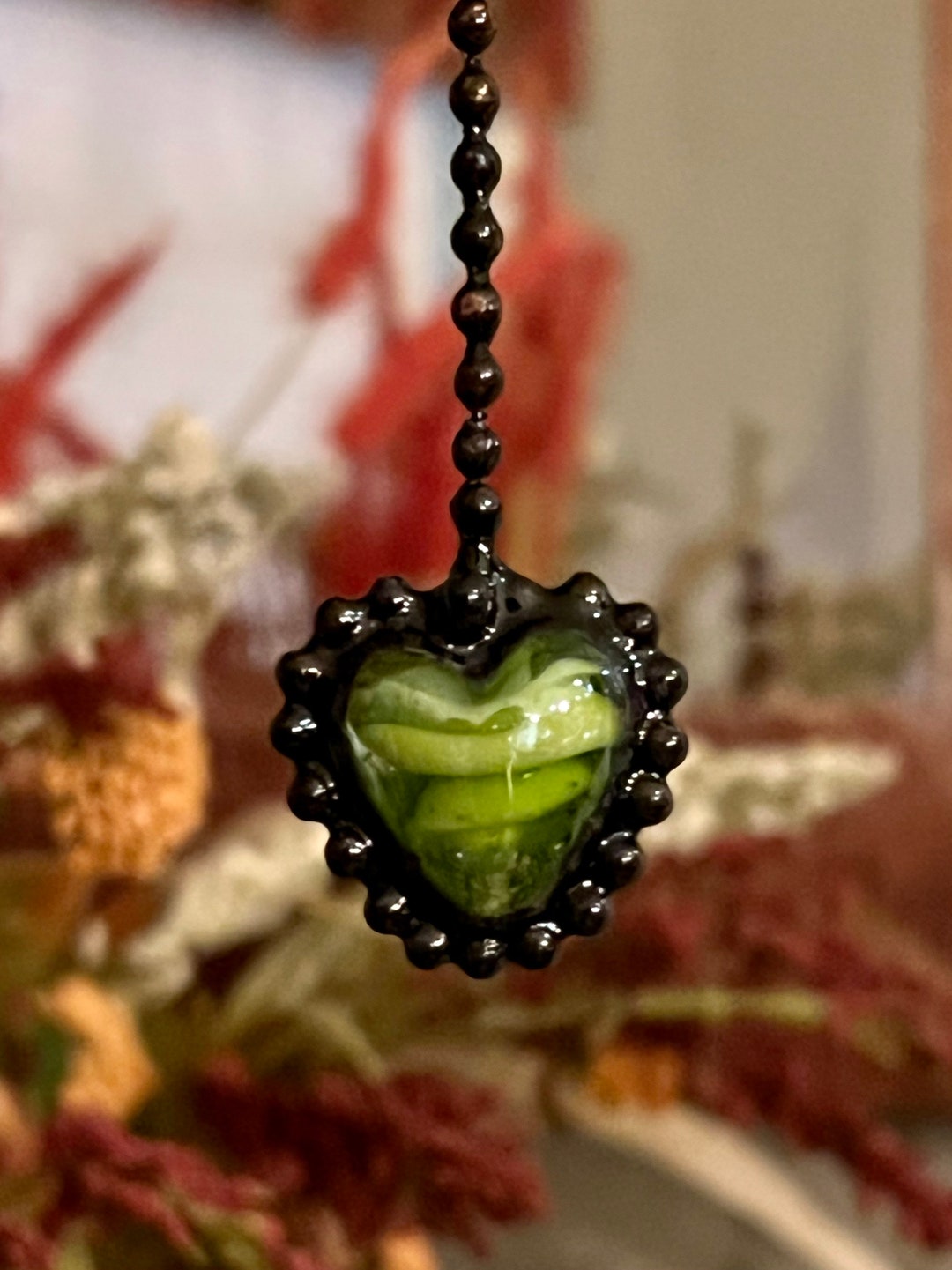 Glass Heart Pull Chain - Handmade - Ceiling Fan - Stained Glass - Light ...