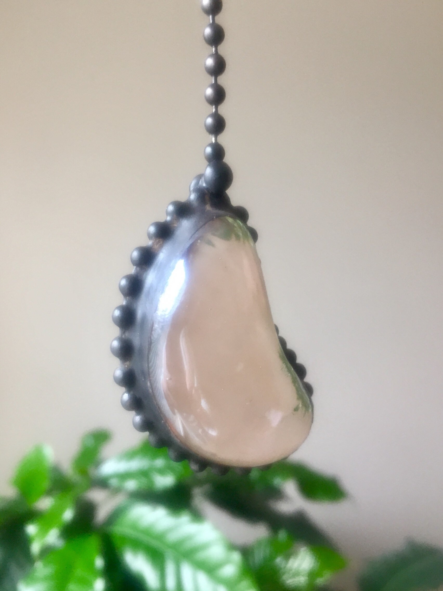 Chain Pull Light Peach Color Stained Glass Crescent Moon | Etsy