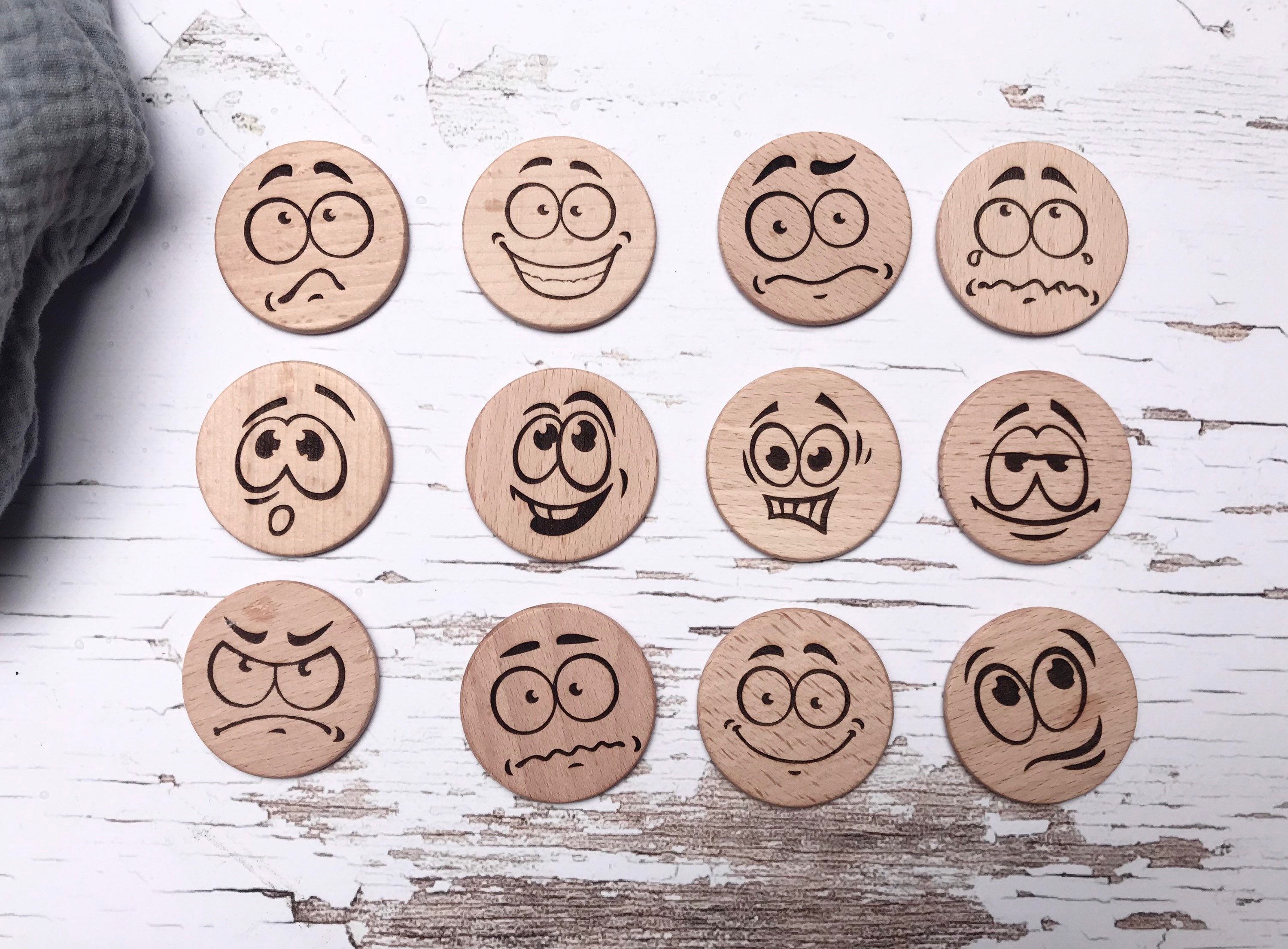 MY MOOD Emotions Flashcards Wooden Disks Feelings Flashcards - Etsy