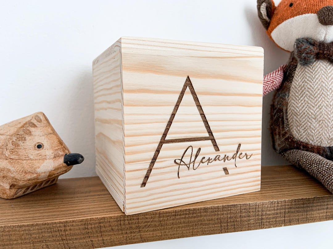 MONOGRAMMED MONEY BOX, Personalised Wooden Piggy Bank, Birthday ...