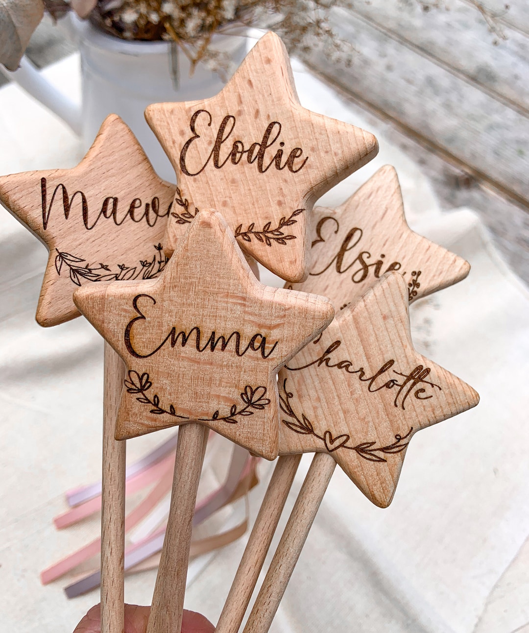 PERSONALISED Laser Engraved Wooden Wand, Flower Girl Wand, Big Sister ...